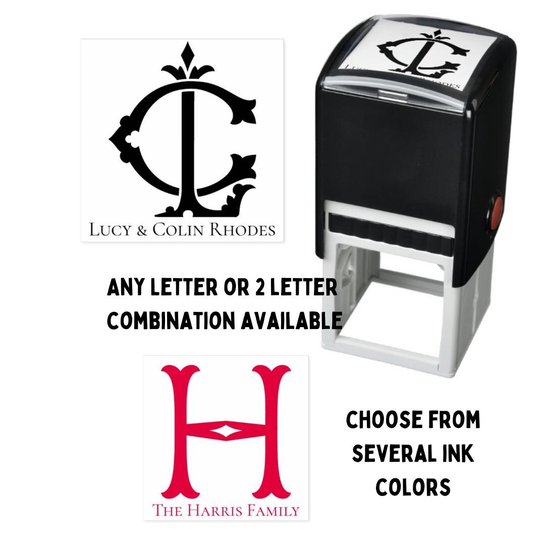 Custom Monogram Square Stamp, 2 Letter Combined Couples Monogram Stamp ...