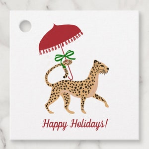 Christmas Cheetah Gift Tags, Personalized Chinoiserie Ginger Jar ...