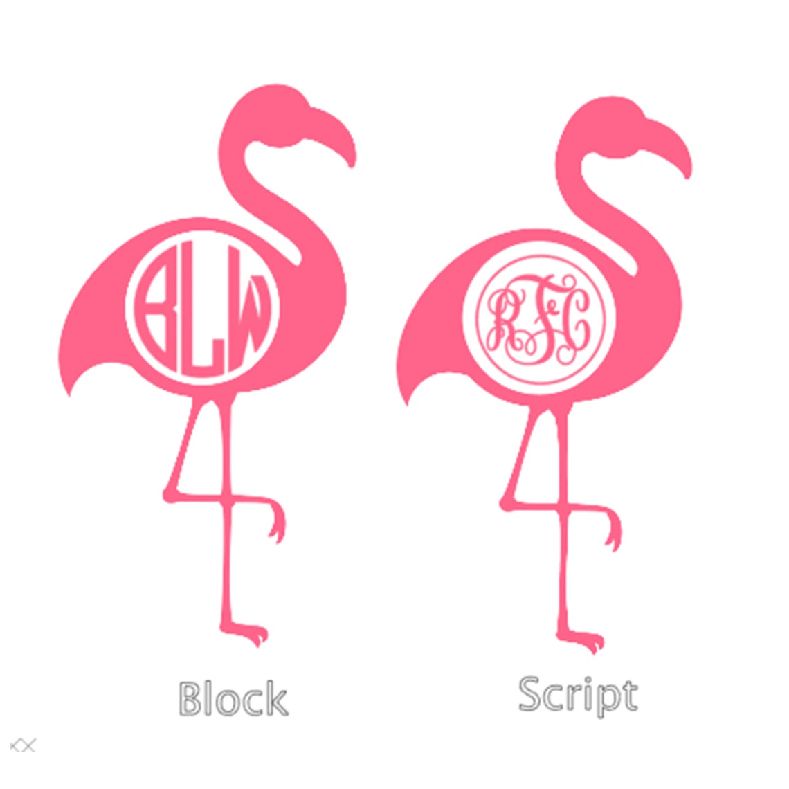 Flamingo Monogram Vinyl Decal Sticker Custom Flamingo Block - Etsy