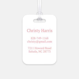 Monogram Chinoiserie Pink & Green Luggage Tag, Custom Plastic Luggage ...