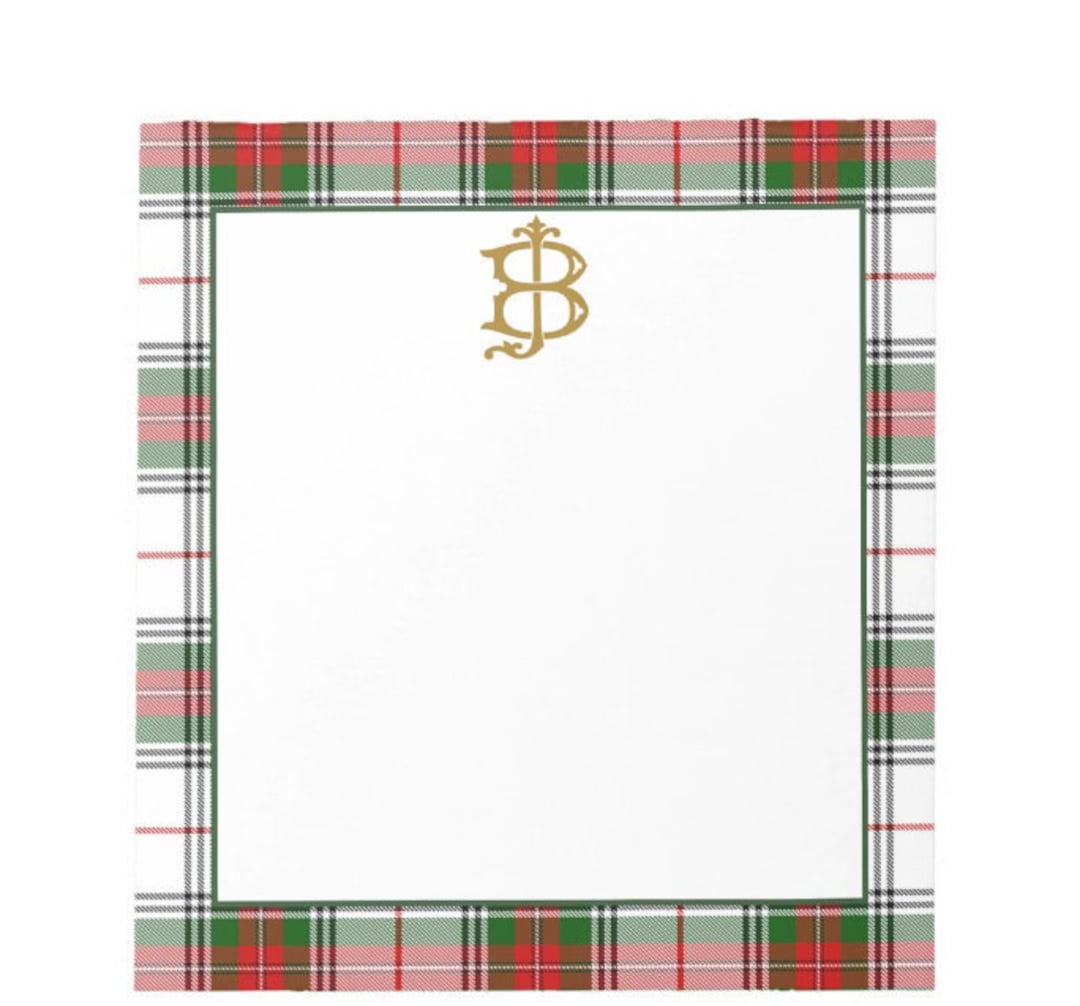 Personalized Tartan Plaid Note Pad, Plaid Monogram Note Pad, Custom Two ...