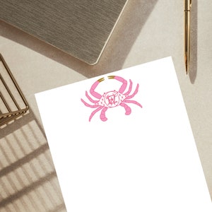 Monogram Crab Note Pad, Custom Color Personalized Post It, Custom Beach ...