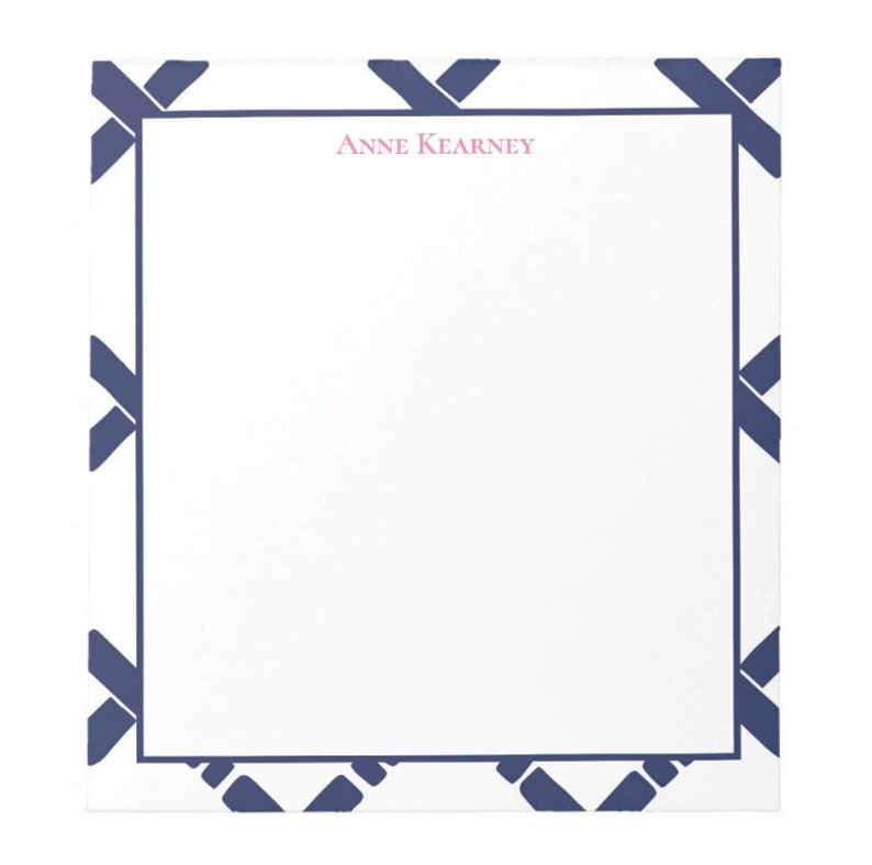 Navy Blue Bamboo Note Pad Monogram Sticky Notes Custom Two | Etsy