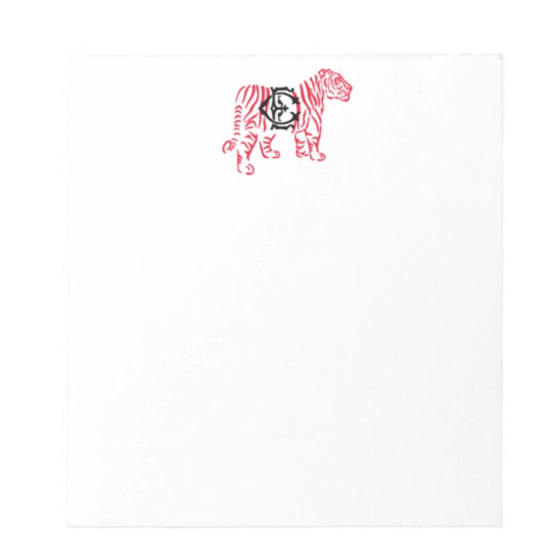 Monogram Tiger Note Pad, Personalized Tiger Notepad, College Graduation ...