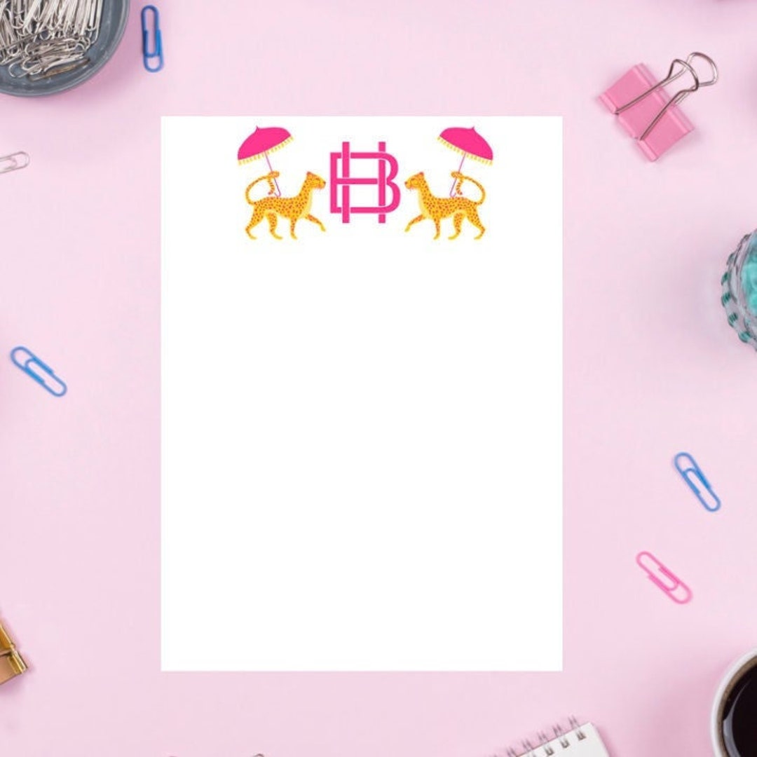 Preppy Pink Cheetah Monogrammed Notepad & Post-it® Notes - Etsy
