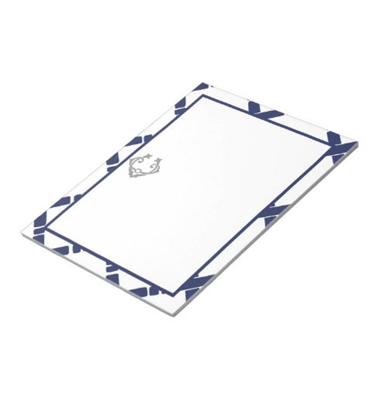 Navy Blue Bamboo Note Pad Monogram Sticky Notes Custom Two | Etsy