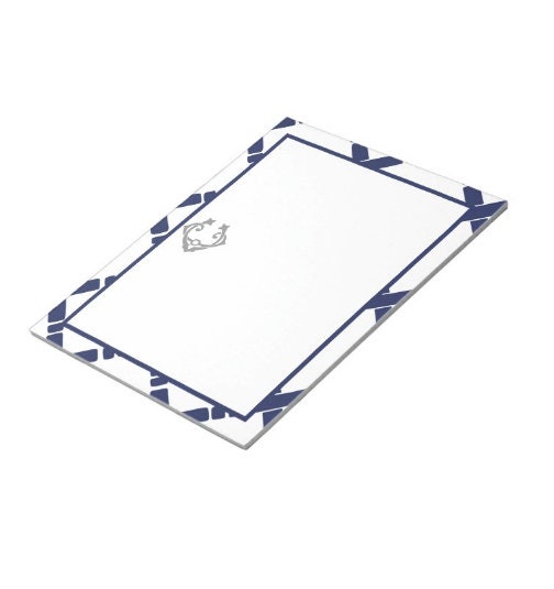 Navy Blue Bamboo Note Pad Monogram Sticky Notes Custom Two | Etsy