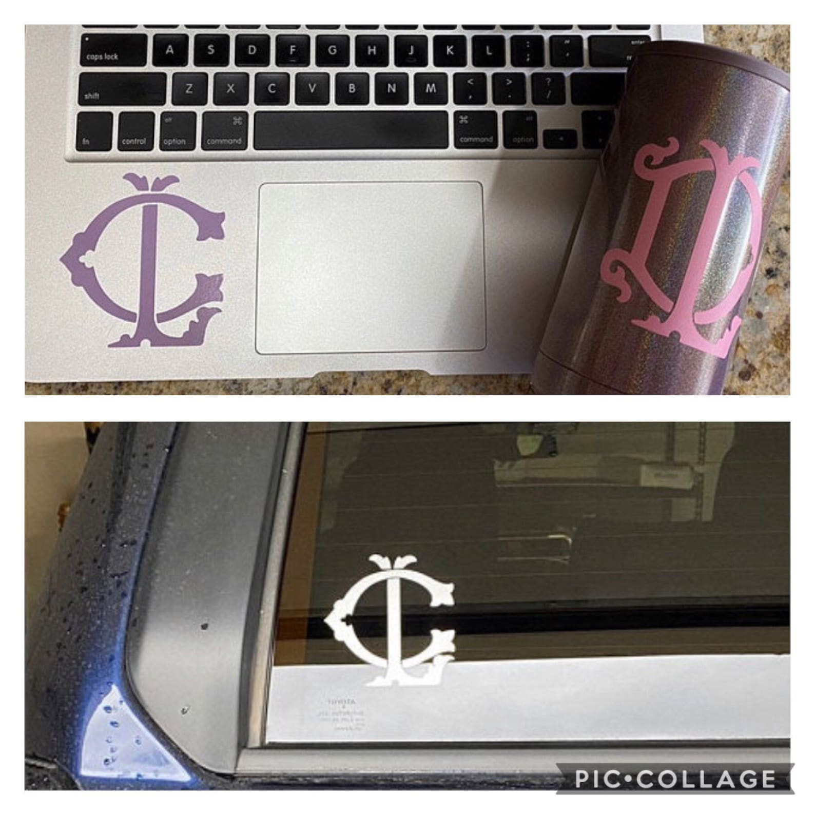 Two Letter Monogram Sticker, Couples Monogram, Custom Double Initials ...