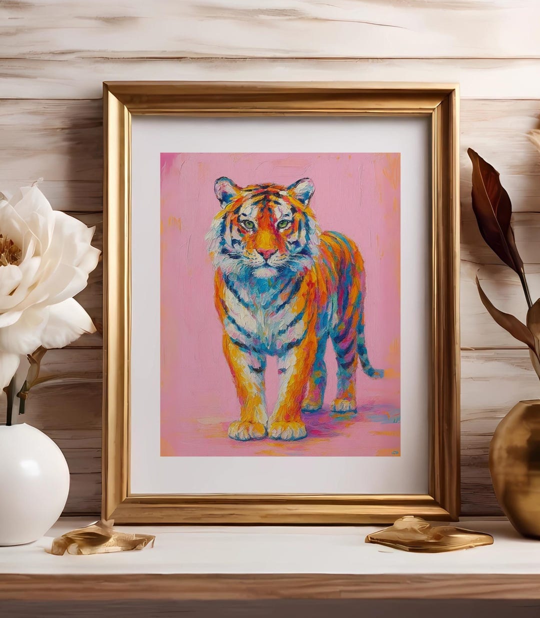 Colorful Tiger Poster Print, Bold Brush Tiger Poster, Vibrant Impasto ...
