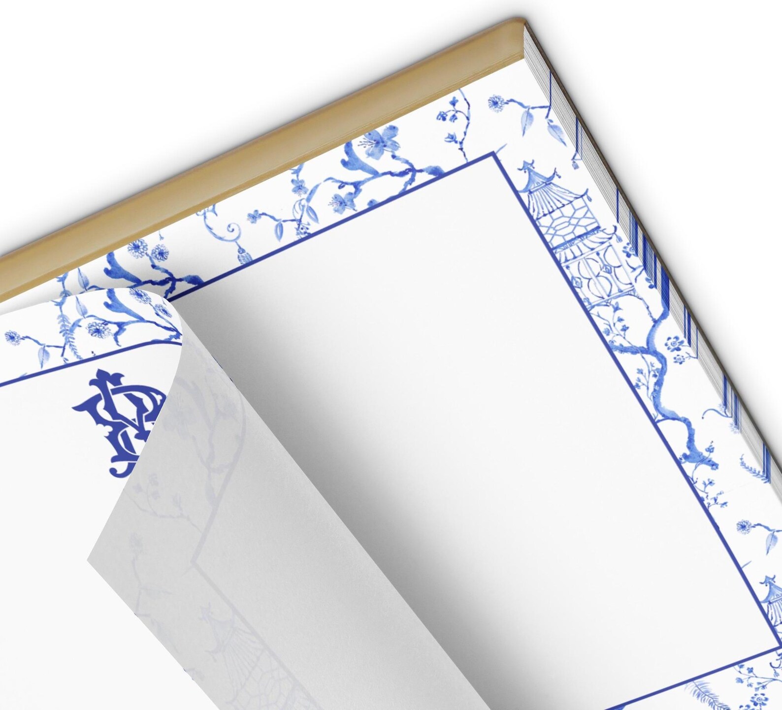 Monogram Blue and White Chinoiserie Note Pad, Personalized ...