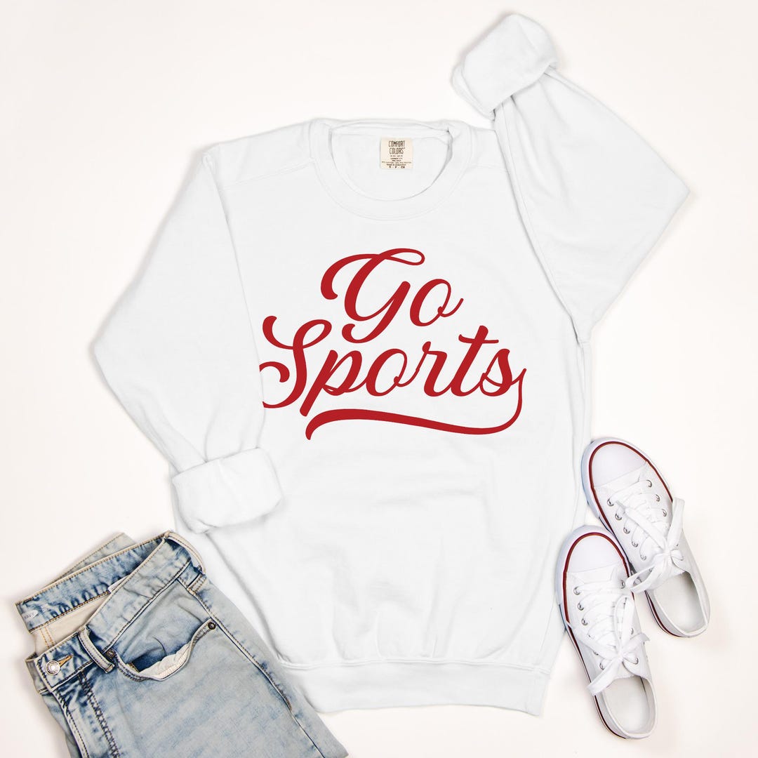 Go Sports Crewneck Sweatshirt, Trendy Athlete Football Sweatshirt ...