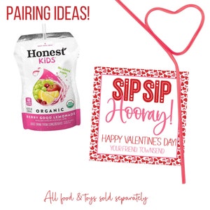 Digital Download Sip Sip Hooray Straw Valentine Card, Red and White ...