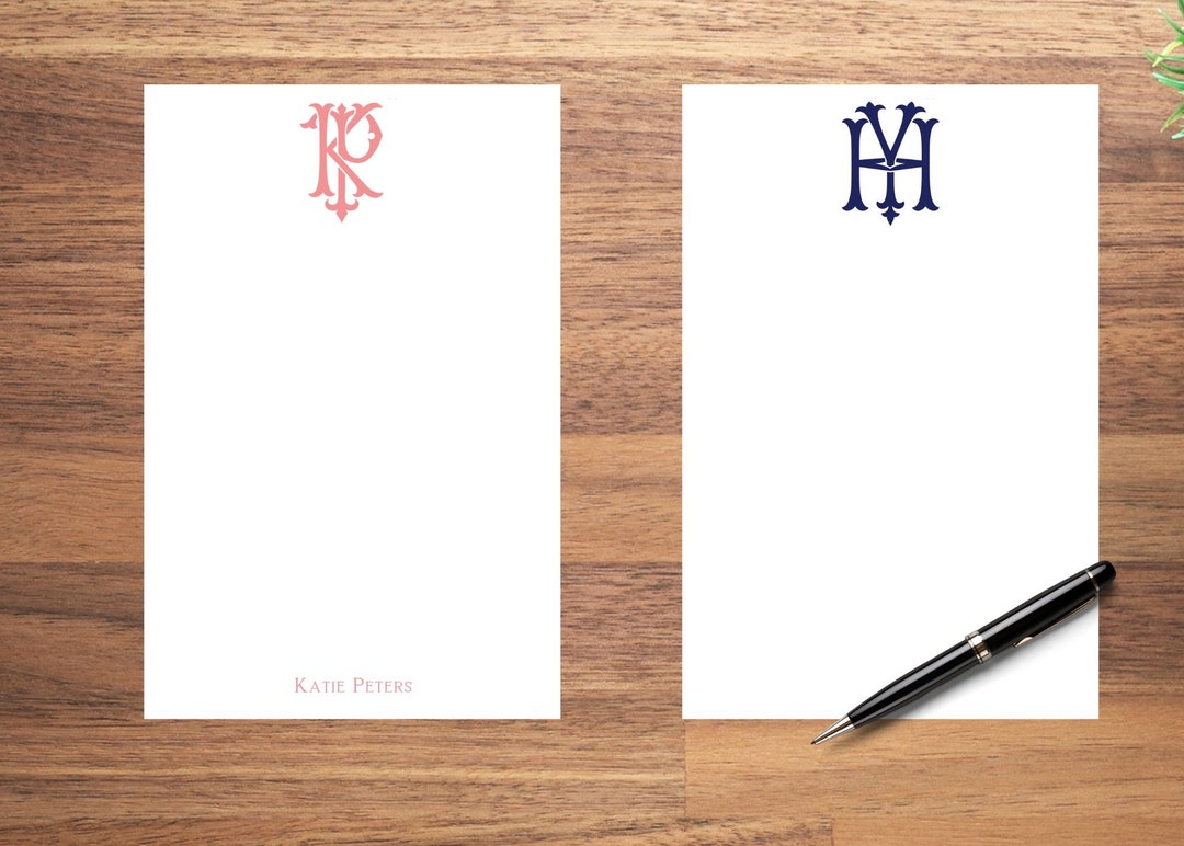 Custom Monogram Note Pad, Double Letter Monogram Note Pad, Custom ...