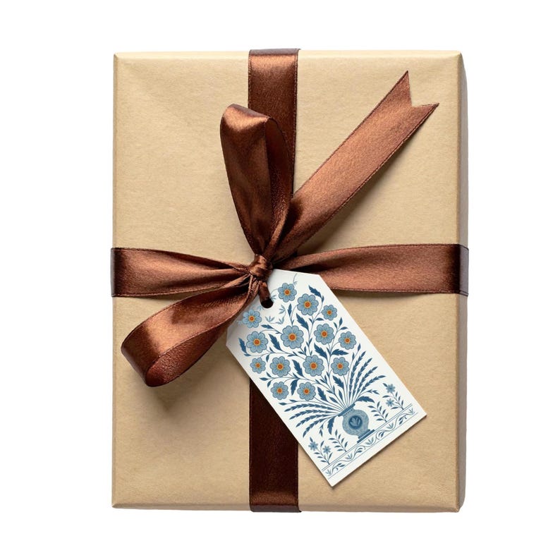 Blue & White Chinoiserie Persian Gift Tags, Custom Chinoiserie Flower ...