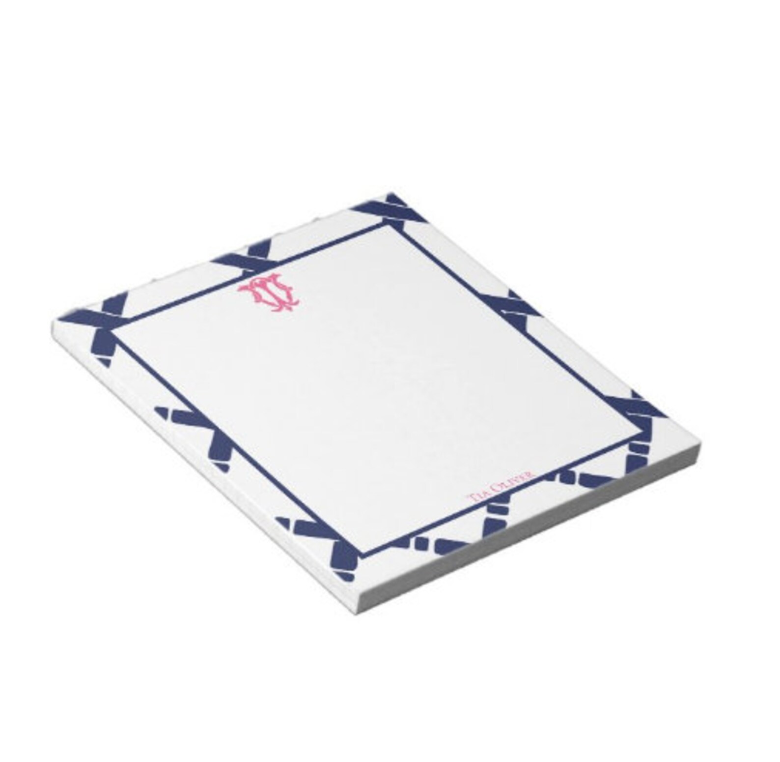 Navy Blue Bamboo Note Pad Monogram Sticky Notes Custom Two | Etsy