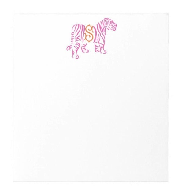 Monogram Tiger Note Pad, Personalized Tiger Notepad, College Graduation ...