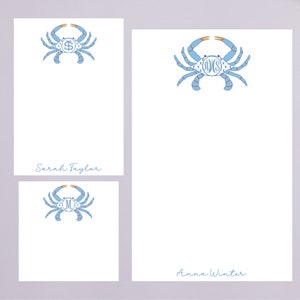 Monogram Crab Note Pad, Custom Color Personalized Post It, Custom Beach ...