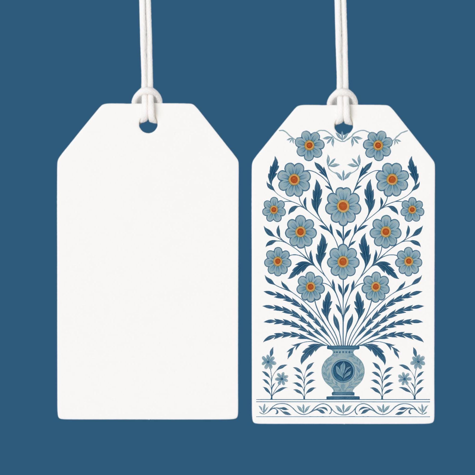 Blue & White Chinoiserie Persian Gift Tags, Custom Chinoiserie Flower ...