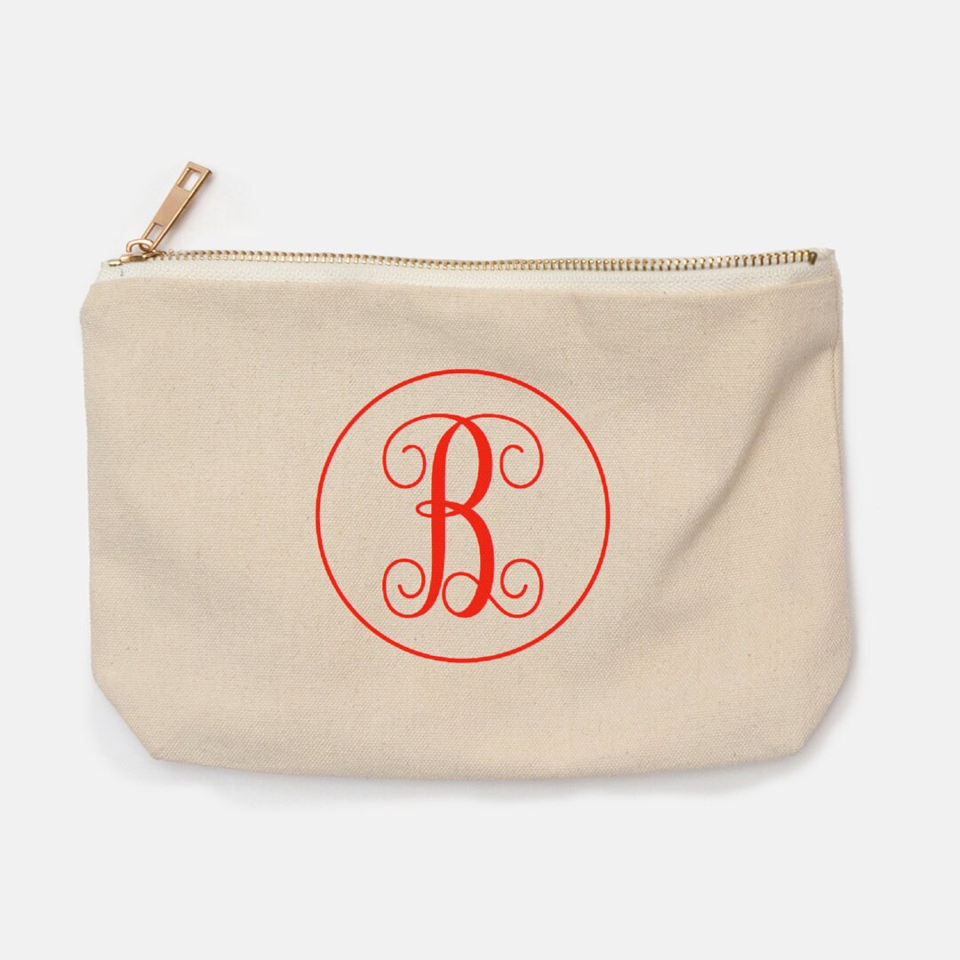 Custom Monogram Canvas Zip Pouch Monogram Pouch Custom - Etsy