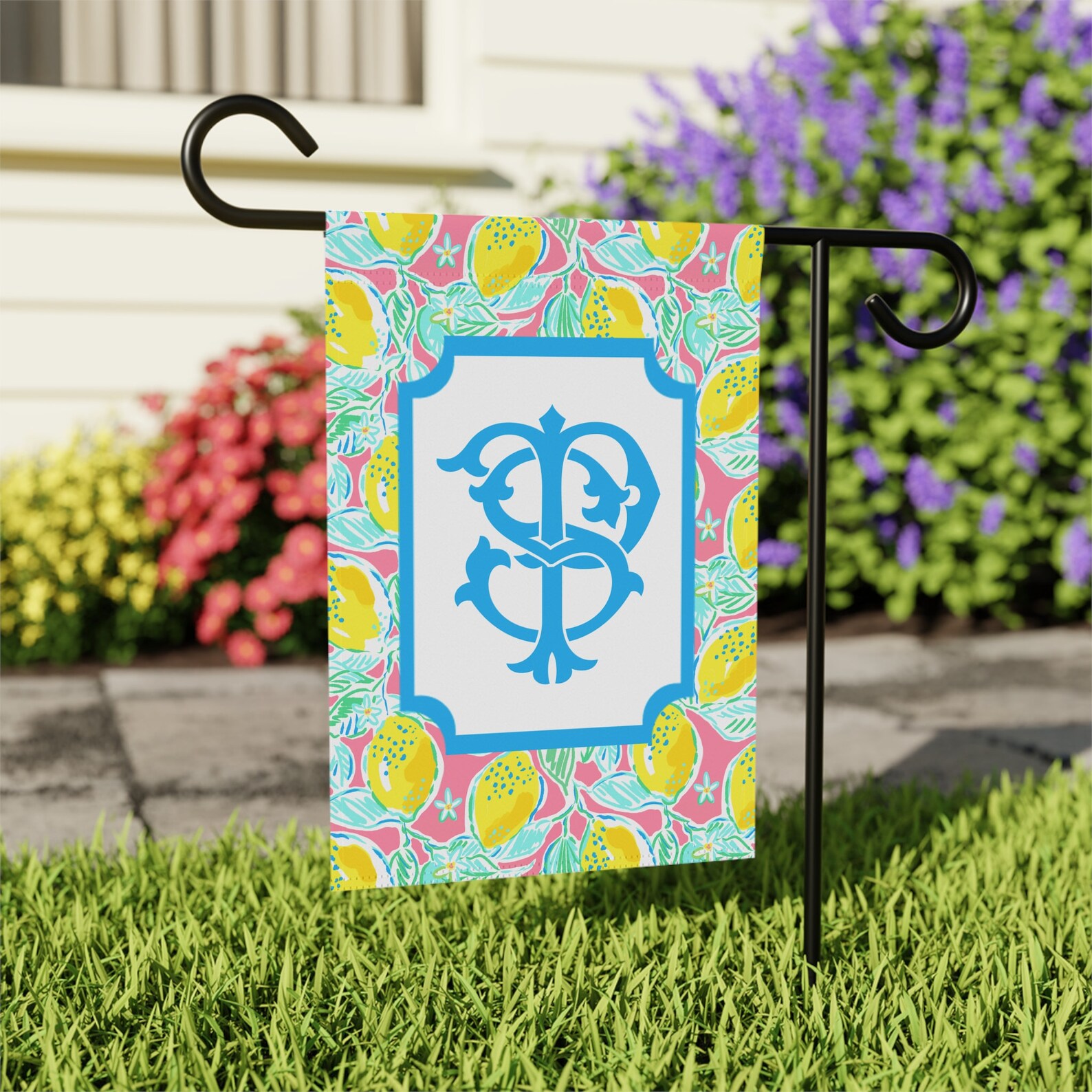 Monogram Lemon Pattern Summer Garden Flag, 12'' × 18'' Plant Flag ...