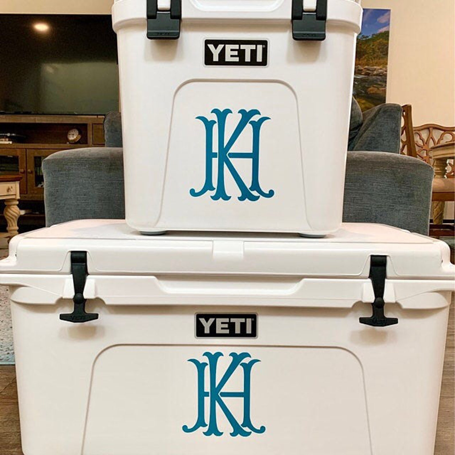 Two Letter Monogram Sticker Couples Monogram Custom Double - Etsy