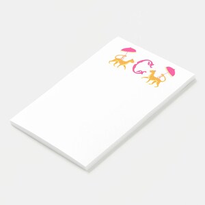 Preppy Pink Cheetah Monogrammed Notepad & Post-it® Notes, Custom ...