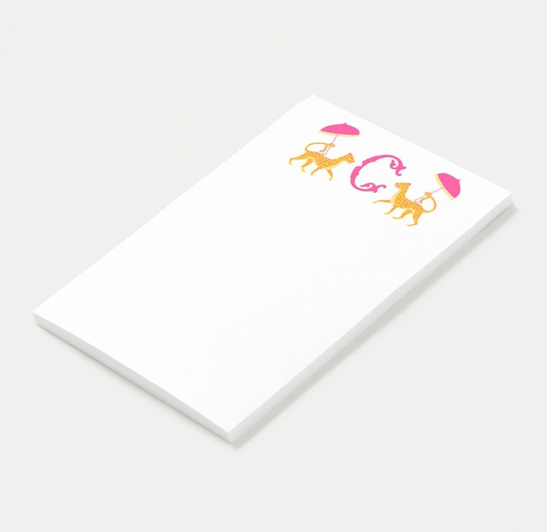 Preppy Pink Cheetah Monogrammed Notepad & Post-it® Notes - Etsy
