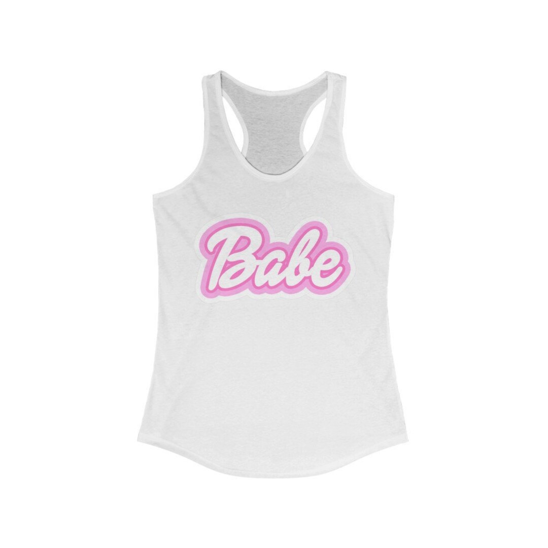Babe Tank Top, Women's Graphic Racerback Tank Top, Pink and White Shirt ...