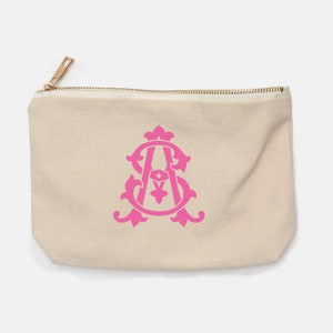 Custom Monogram Canvas Zip Pouch, Monogram Pouch, Custom Pencil Case ...