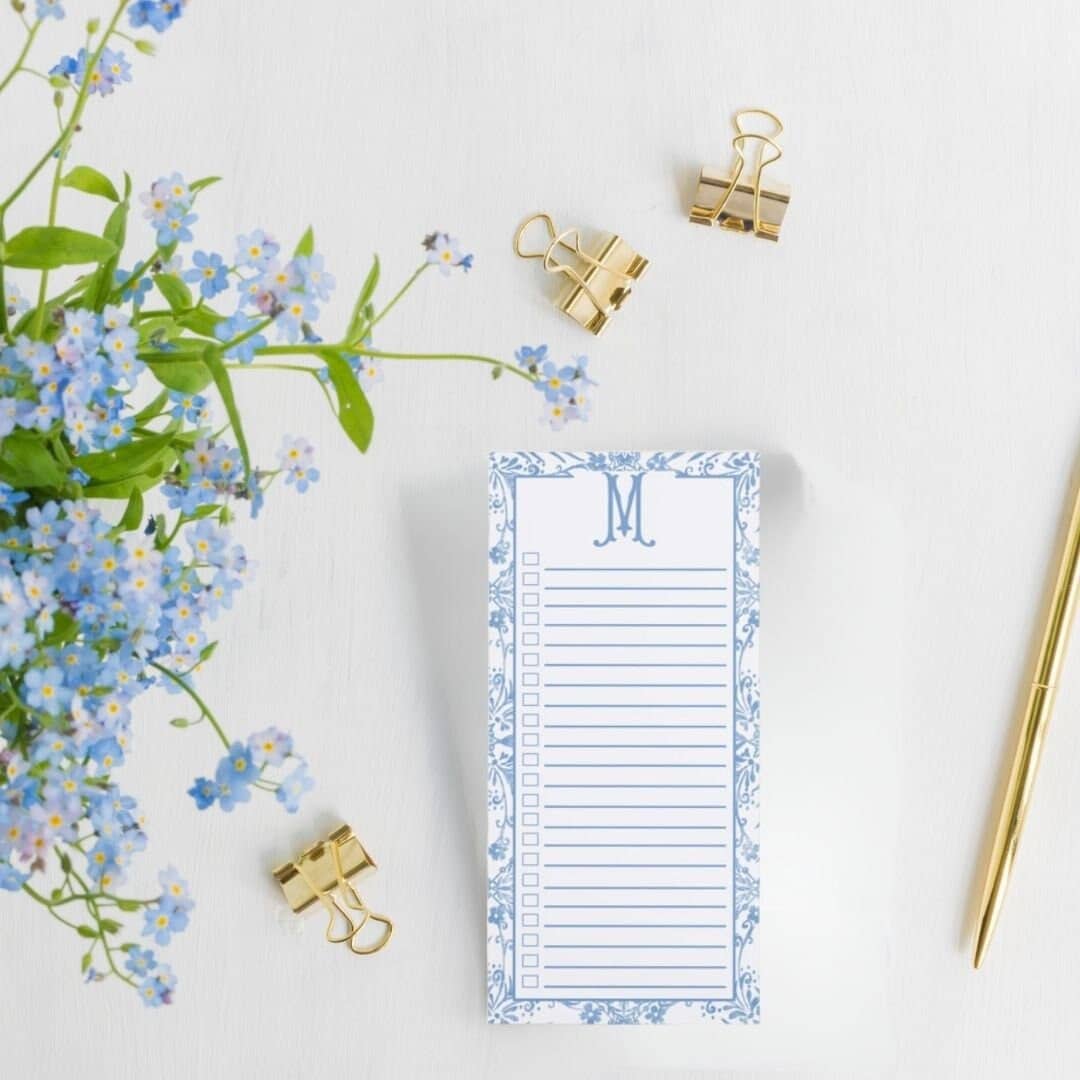 Blue and White Floral Magnetic Note Pad, Chinoiserie to Do Grocery List ...