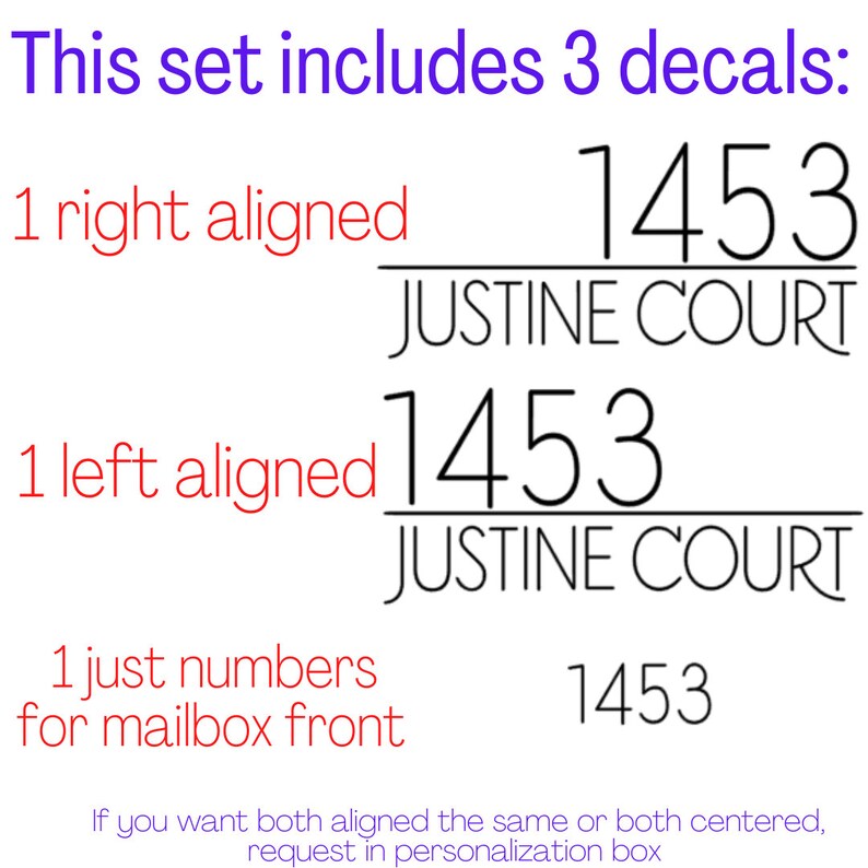 Set of Custom Mailbox Numbers With Street Address Name Decal - Etsy