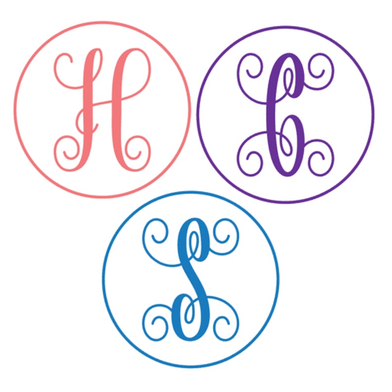 Single Cursive Letter Circle Monogram Sticker Single Letter - Etsy