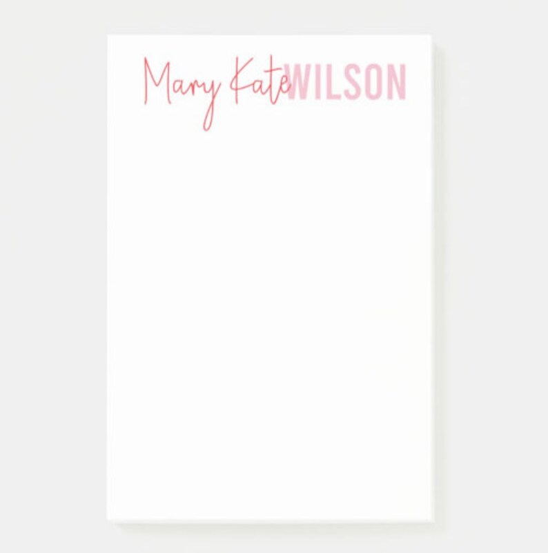 Personalized Name Notepad & Post-it® Notes Custom Two Color - Etsy