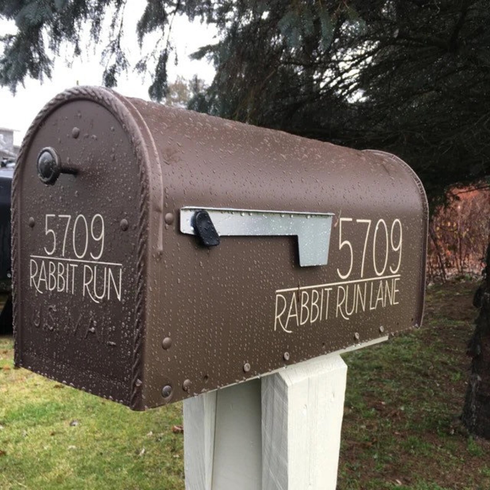 Set of Custom Mailbox Numbers With Street Address Name Decal, Modern ...
