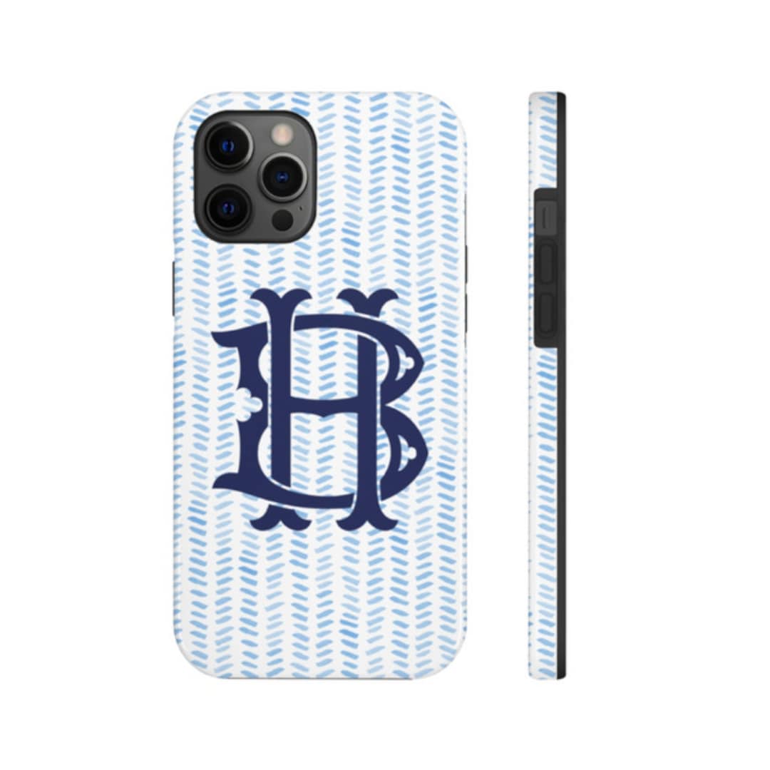 Tough Case Chinoiserie Two Letter Monogram Phone Case, Blue and White ...