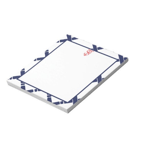 Navy Blue Bamboo Note Pad Monogram Sticky Notes Custom Two | Etsy