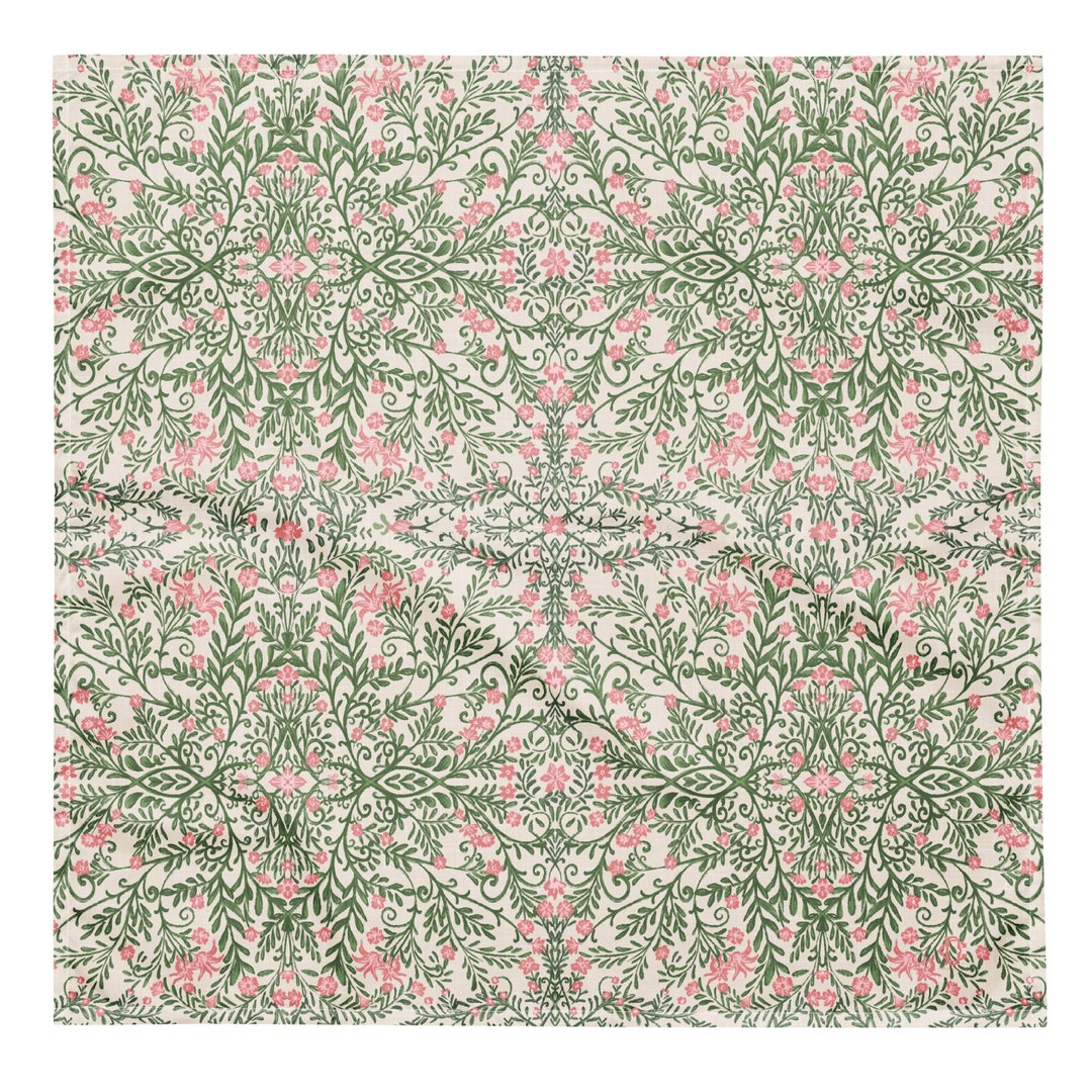 Pink and Green Floral Bandana, Chinoiserie Purse Scarf, Preppy Pattern ...
