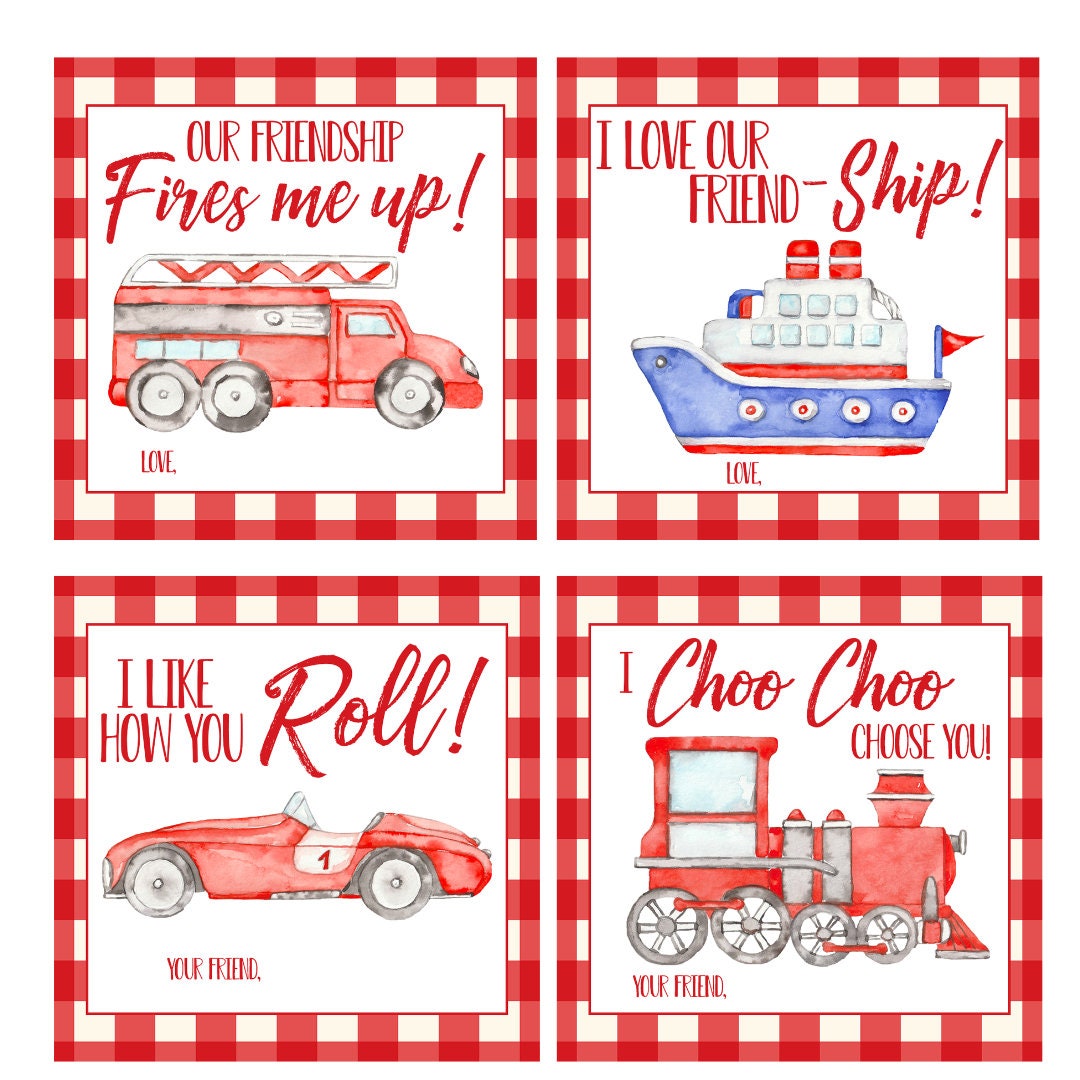 Digital Download Transportation Valentine Cards, Train Valentine, Fire ...