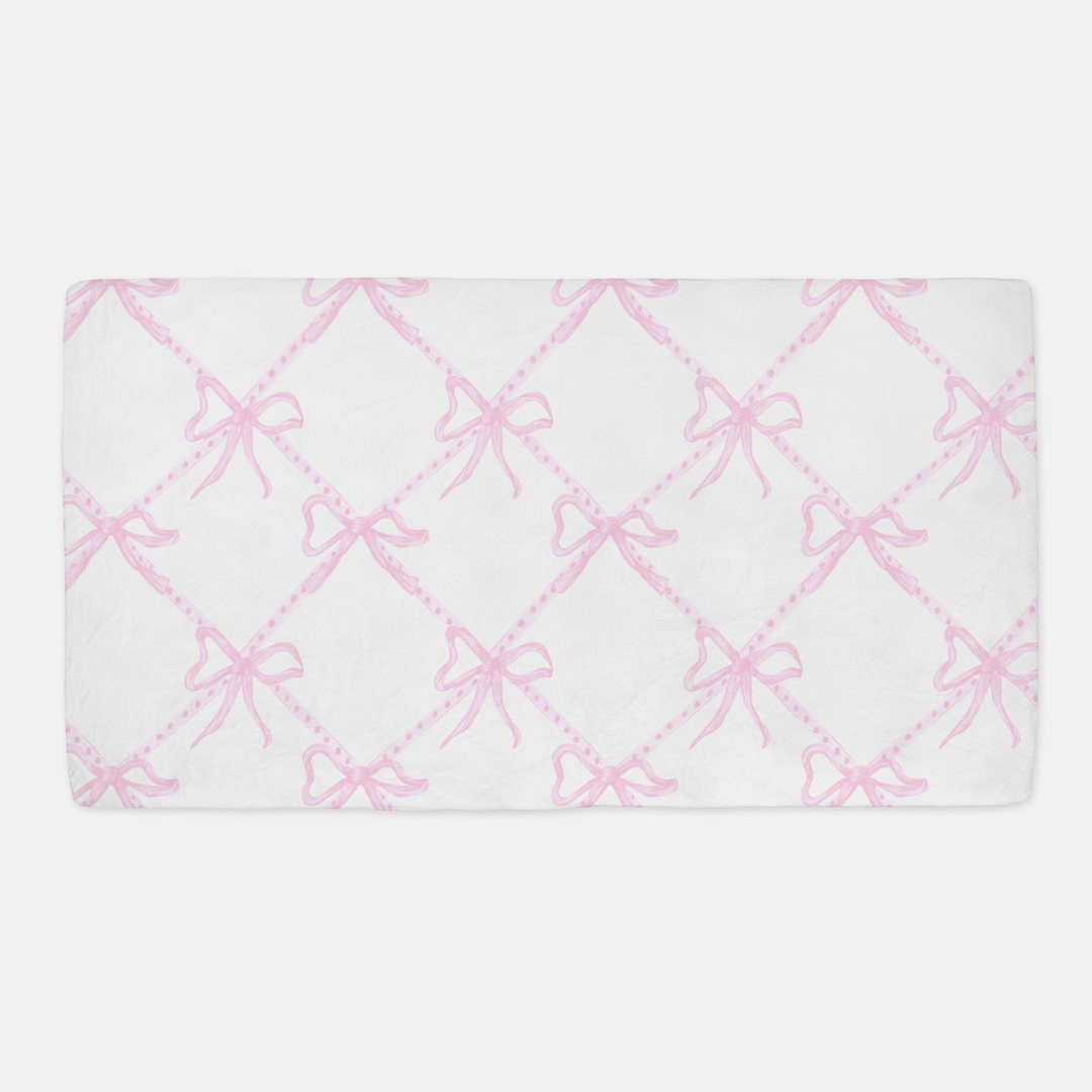 Crib Sheet Pink Ribbon Baby Bedding, Light Pink Bow, Chinoiserie Fitted ...