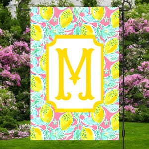 Monogram Lemon Pattern Summer Garden Flag, 12'' × 18'' Plant Flag ...