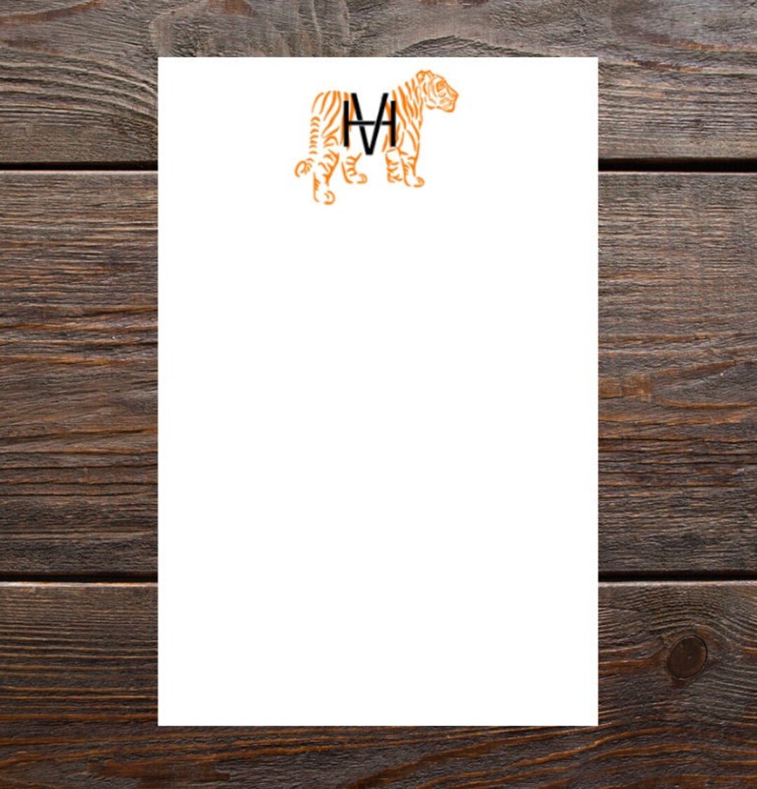Monogram Tiger Note Pad, Personalized Notepad, Custom Office Supplies ...
