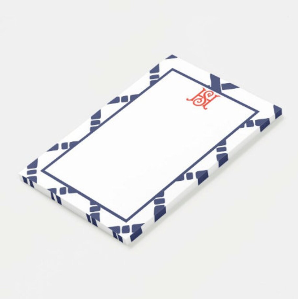 Navy Blue Bamboo Note Pad Monogram Sticky Notes Custom Two | Etsy