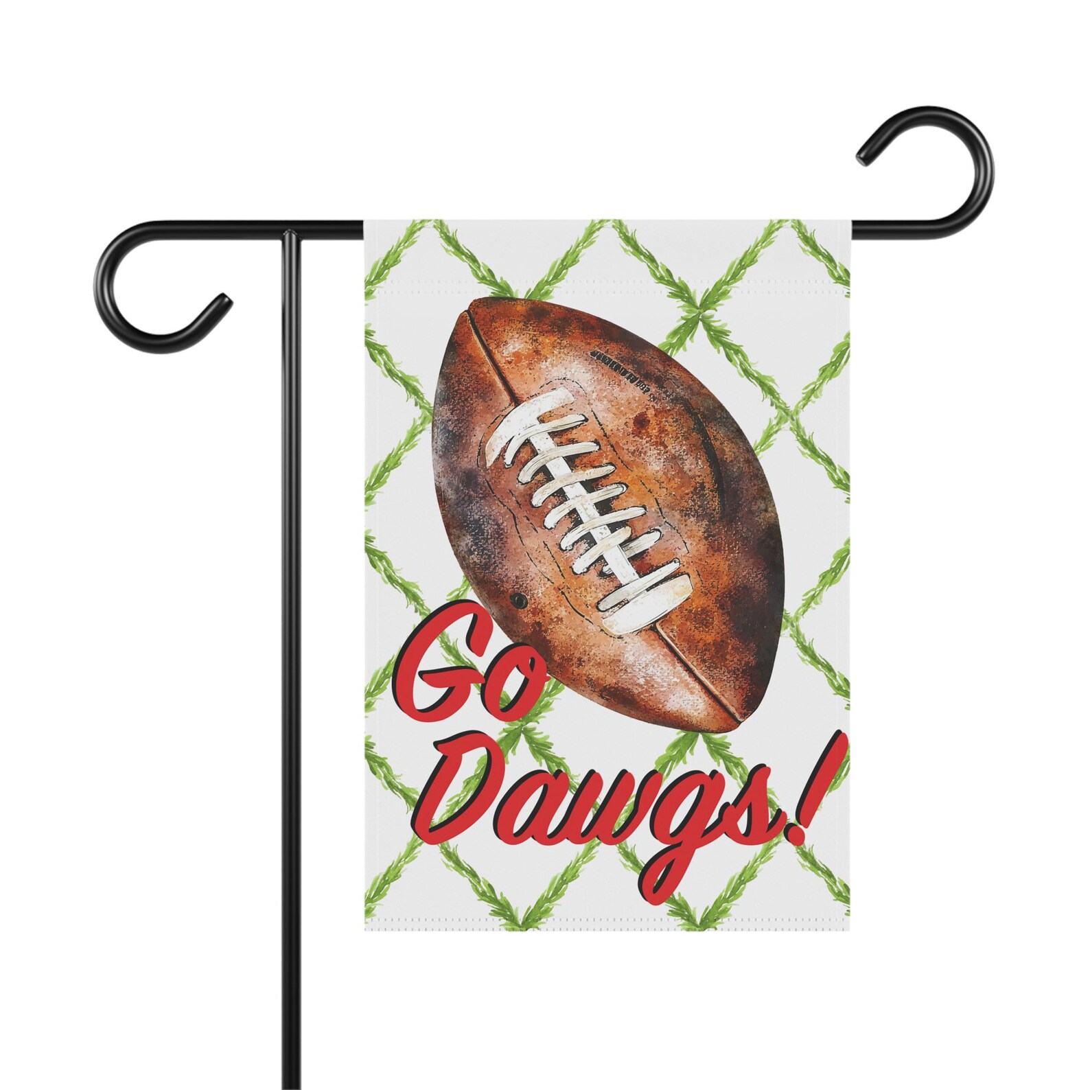 Go Dawgs Chinoiserie Watercolor Football Garden Flag, Red Football Flag ...