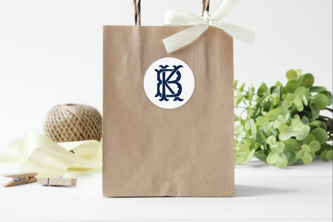 Custom Two Letter Monogram Stickers, Double Letter Monogram Wedding Bag ...