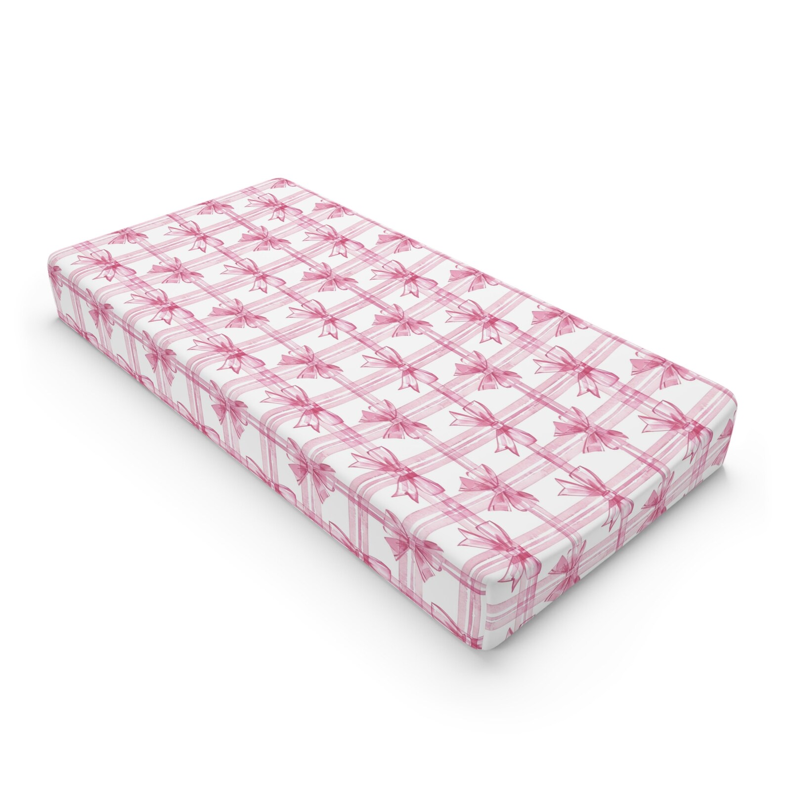 Pink and White Coquette Ribbon Crib Sheet, Bow Diaper Pad Cover, Pink ...