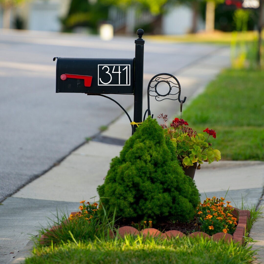 Mailbox Number Stickers With Border, Sans Serif Mailbox Number Decal ...