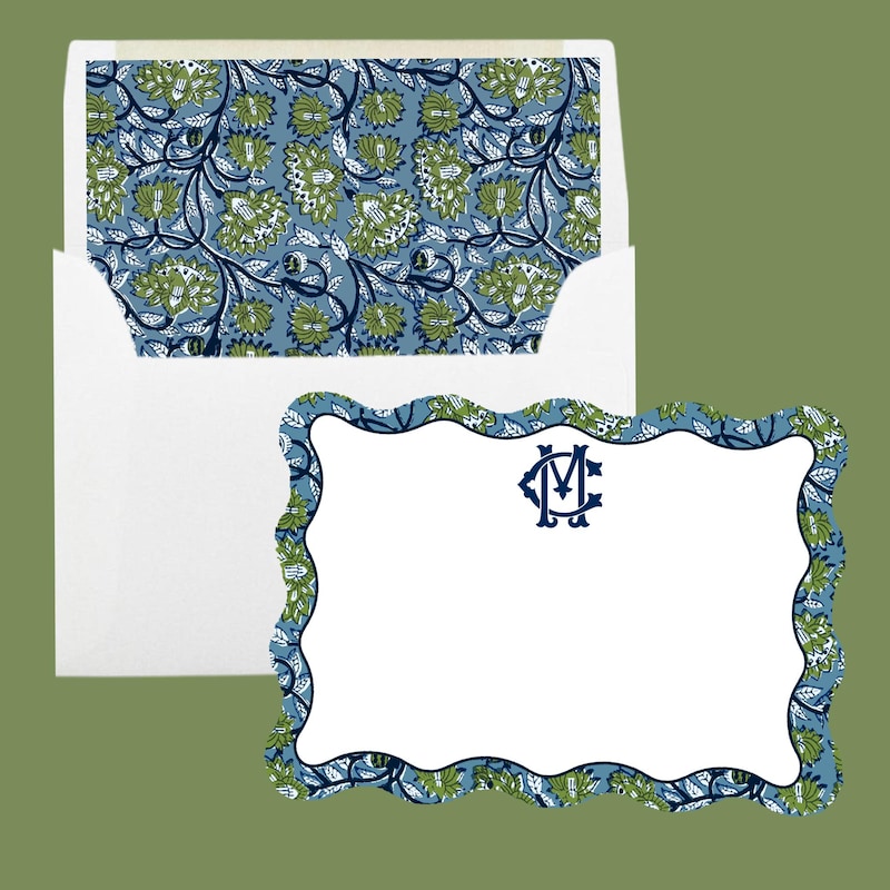 Floral Block Print Card - Etsy