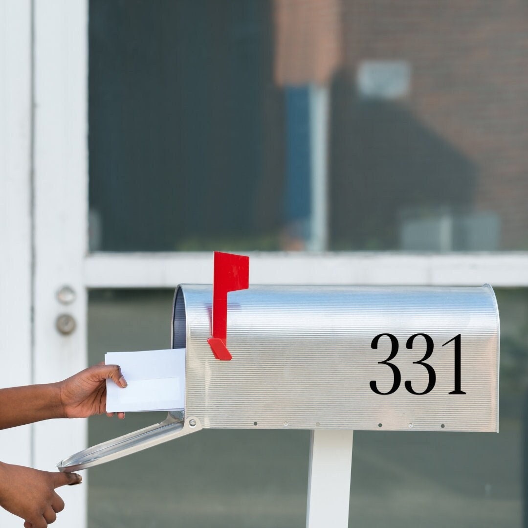 Mailbox Number Stickers, Modern Urban Updated Mailbox Number Decal ...