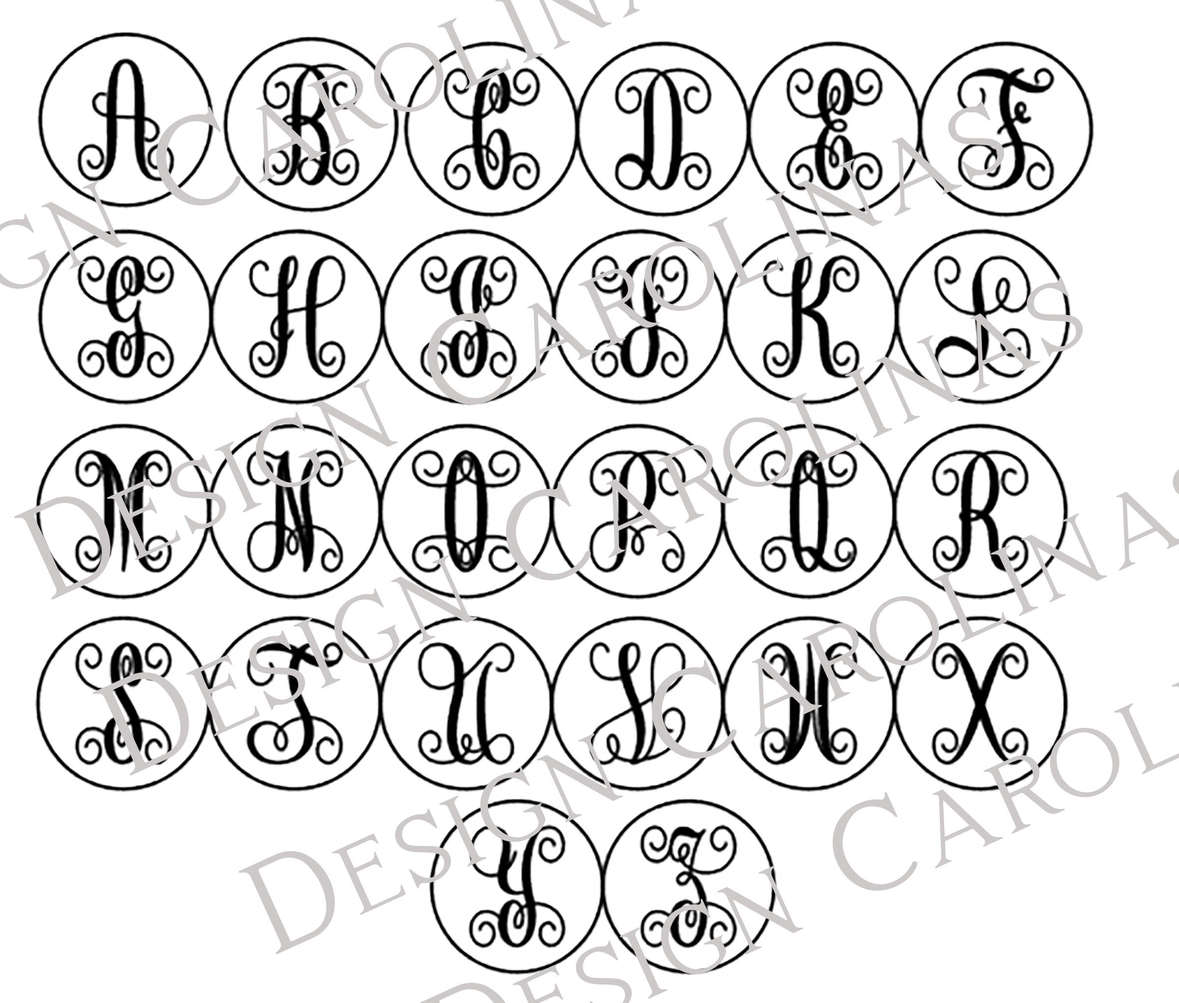 Single Cursive Letter Circle Monogram Sticker Single Letter | Etsy