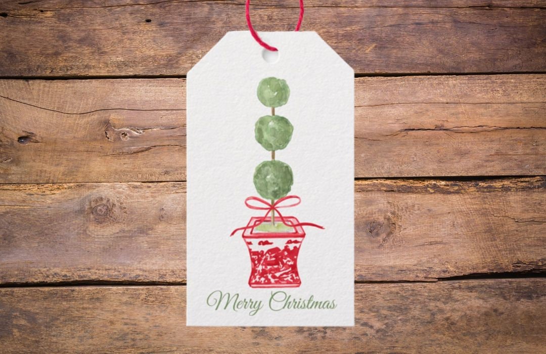 Red Ginger Jar Christmas Gift Tags, Personalized Chinoiserie Tags ...